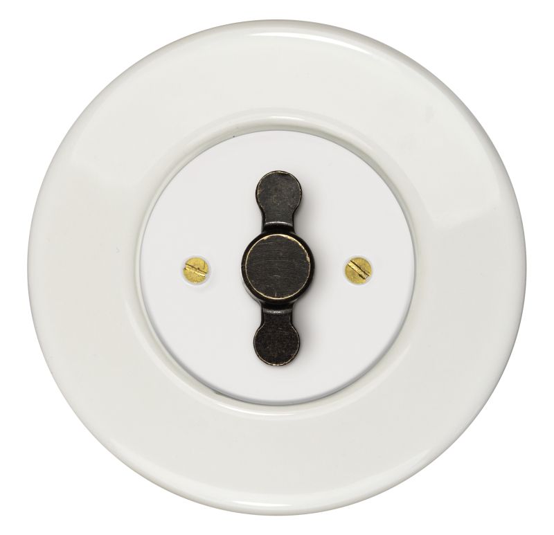 Keramický vypínač RETRO - Materiál a barva rámečku: keramika bílá, Barva krytu a ovladače: kryt ...